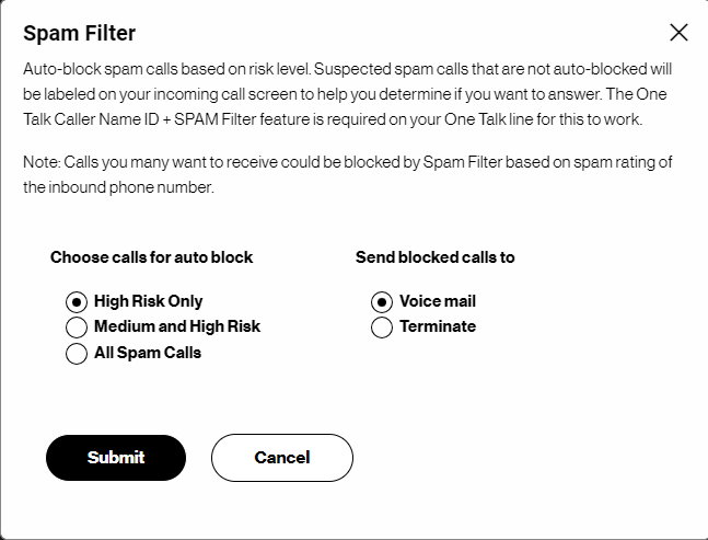 One Talk Spam Filter One Talk Spam Filter